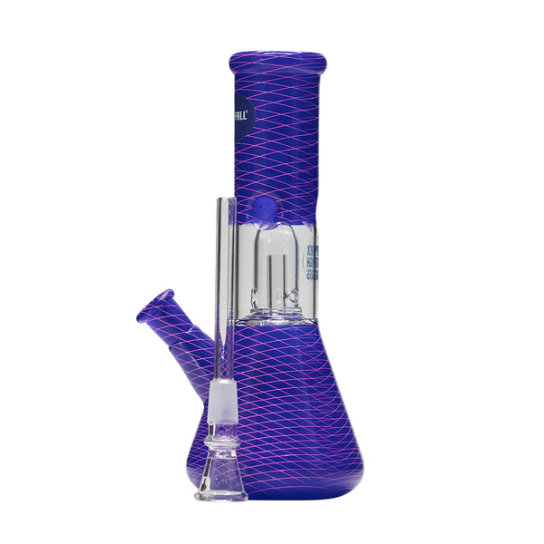 WATERFALL - MINI PERC GLASS BONG - PURPLE PINK CROSSHATCH – The Bong Shop